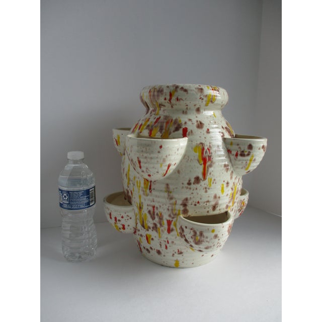 Mid-Century Modern Splatter Paint Strawberry Planter | Chairish