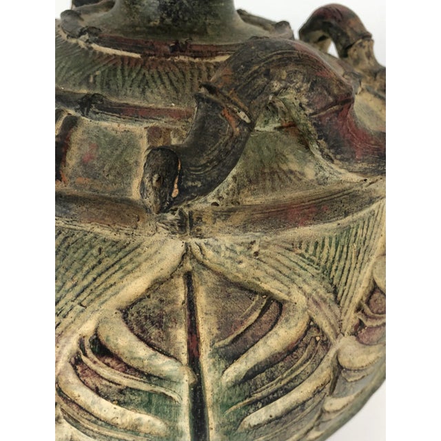 1940's Bass Relief Vase With Botanical Details | Chairish