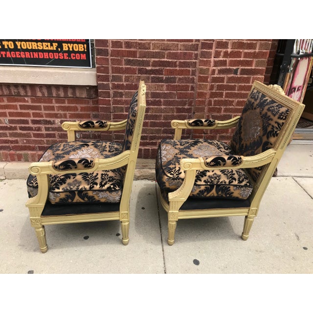 Victorian Carved Gold Framed Chairs Newly Upholstered - Pair | Chairish