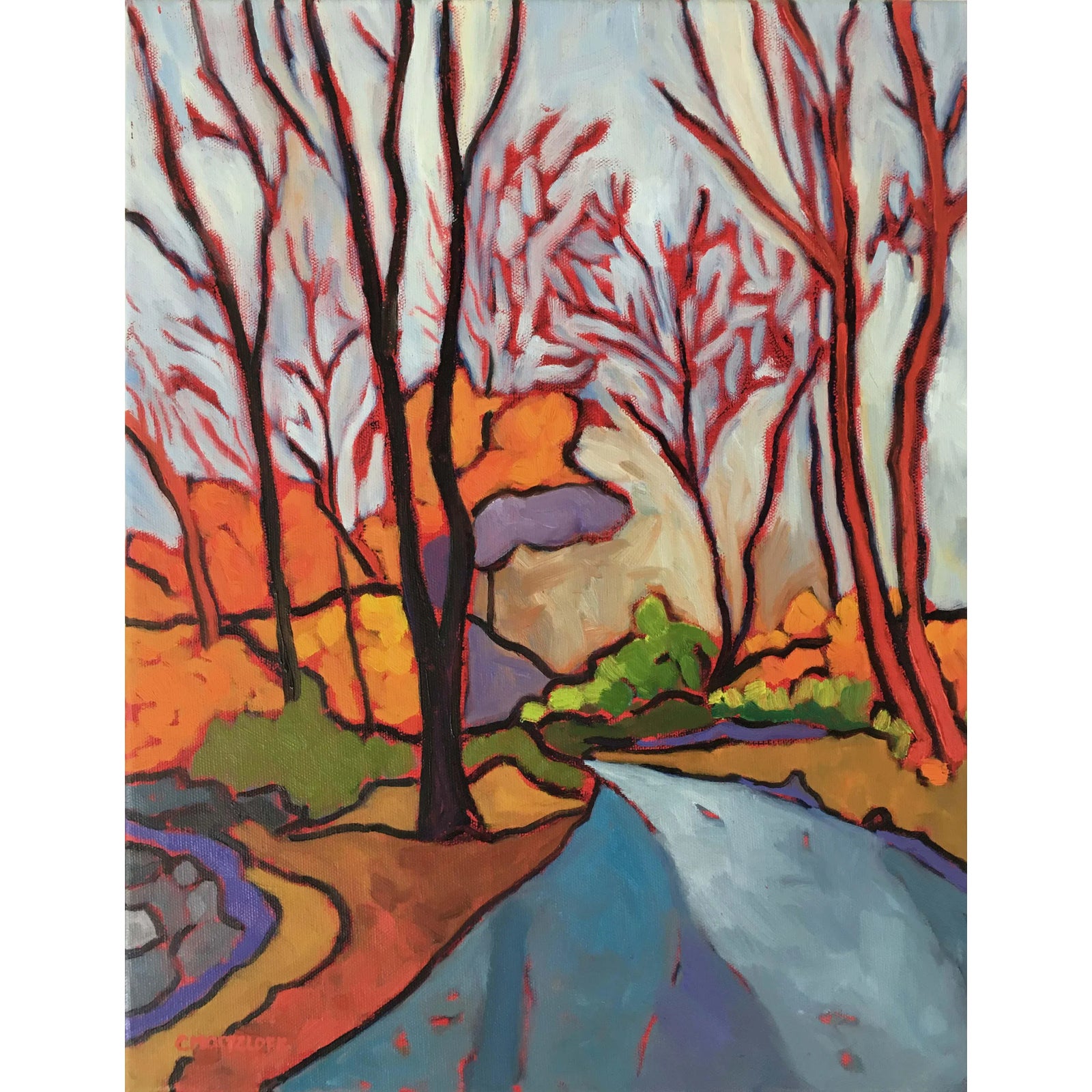 "A Walk in the Woods" Fauvist Expressionist Style Landscape Oil ...