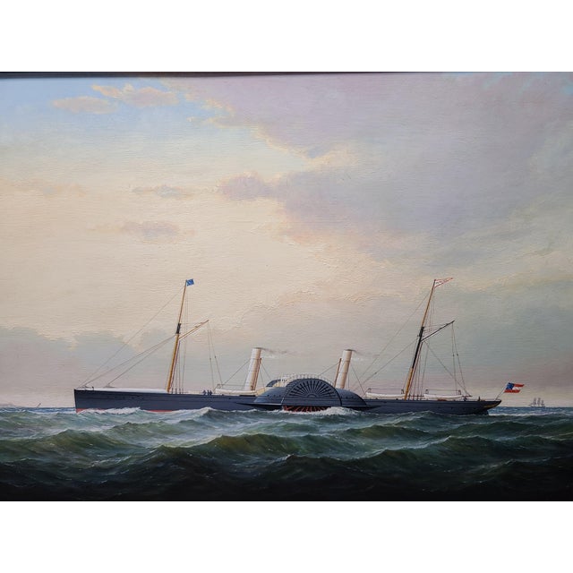 1970s Civil War Ironclad Ship "Banshee", Oil on Board Painting by ...