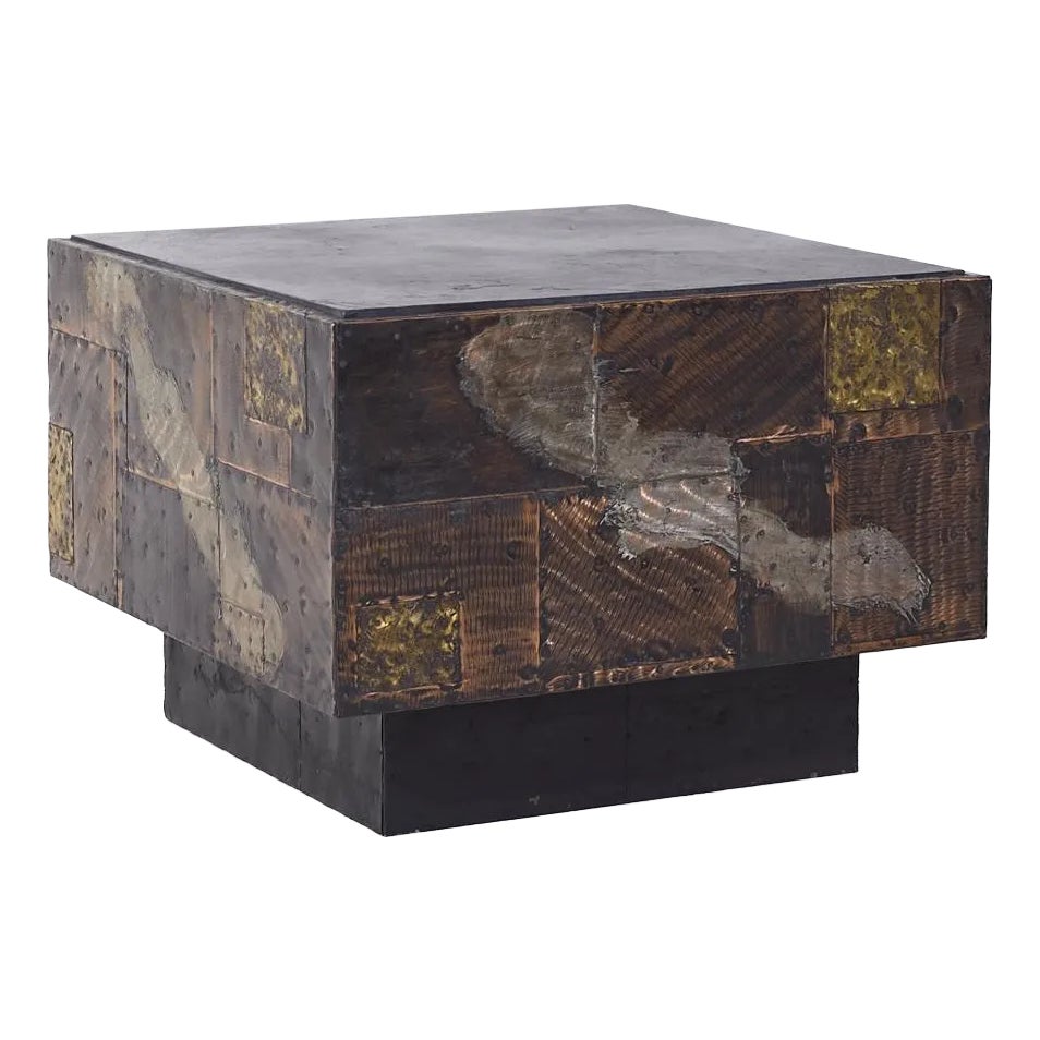 Paul Evans Mid Century Welded and Patinaed Steel Patchwork Side Table | Chairish