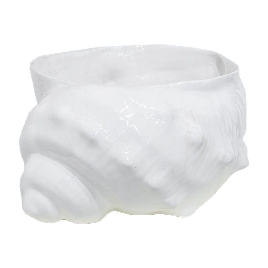 White Shell Shaped Ceramic Pot, 1960s | Chairish