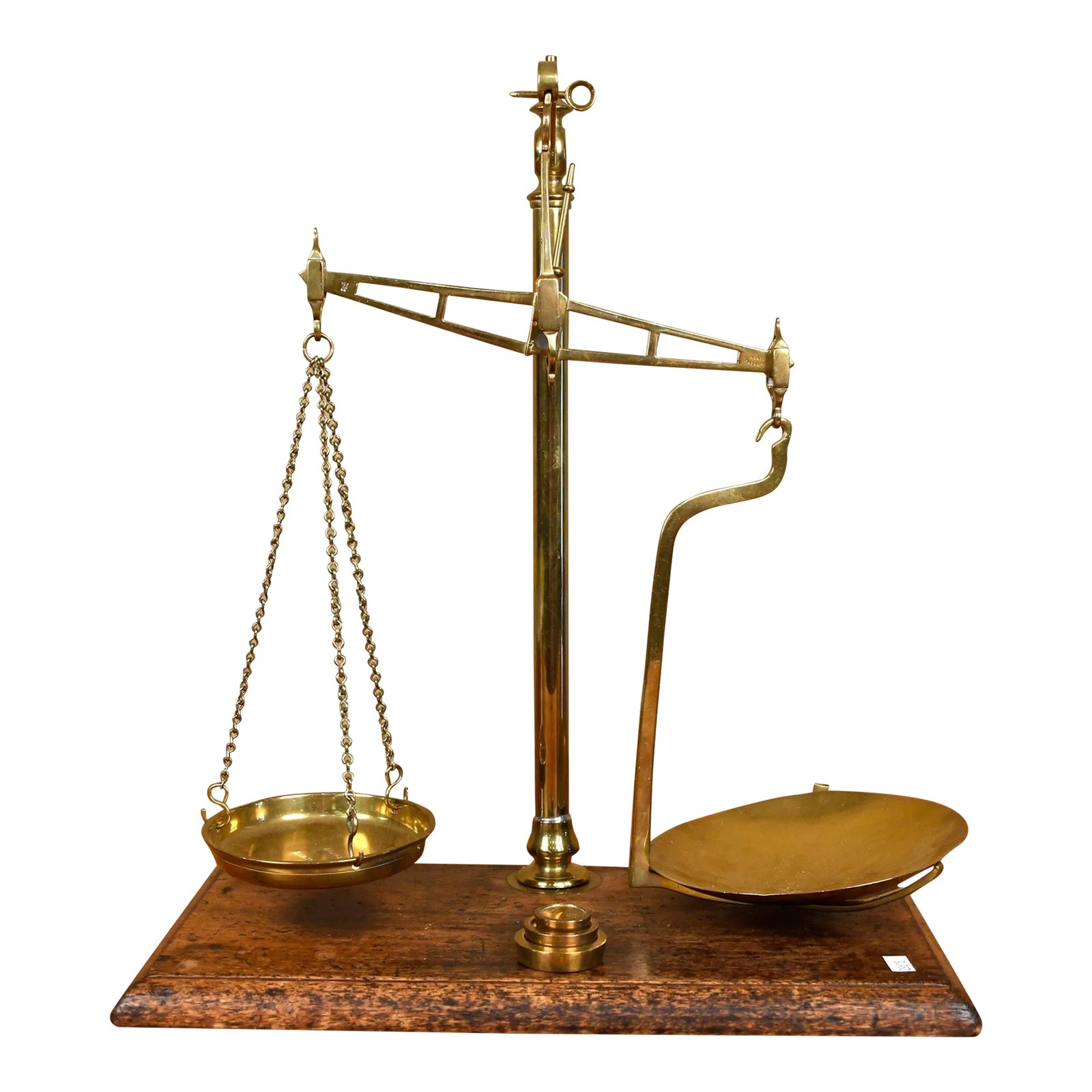 19th Century French Freestanding Brass Tea Scale Mounted on Wooden Base ...