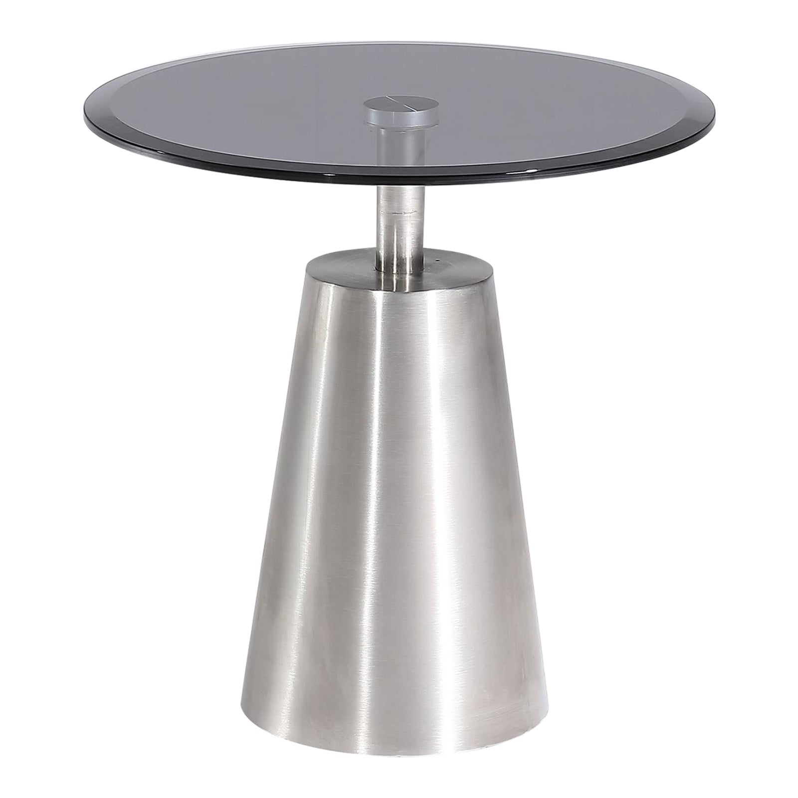 Pasargad Home Luxe Glass & Stainless Steel Side Table, Black/Chrome ...