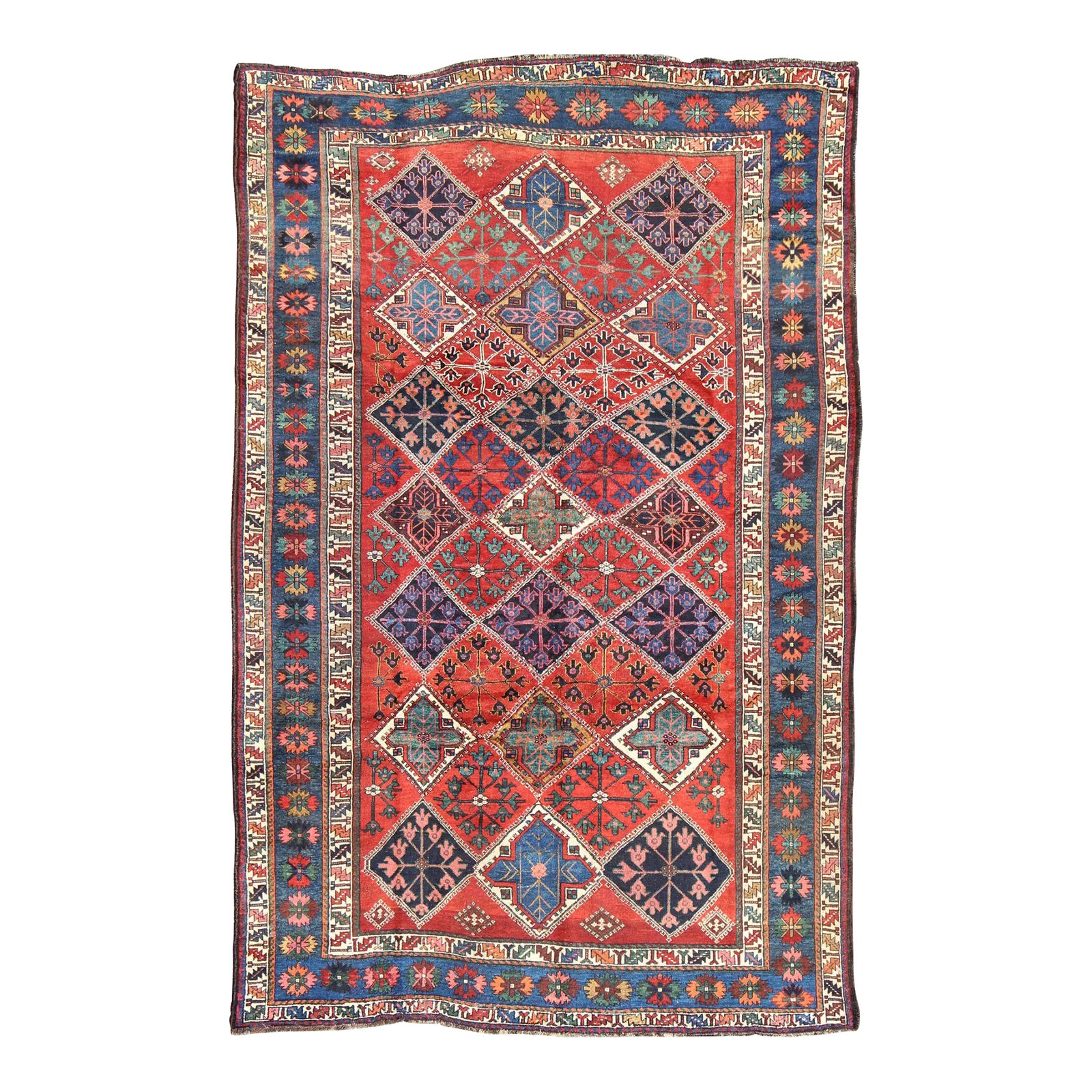 1920s Antique Persian Qashqai Rug With Tulips, Diamond Patterns and ...