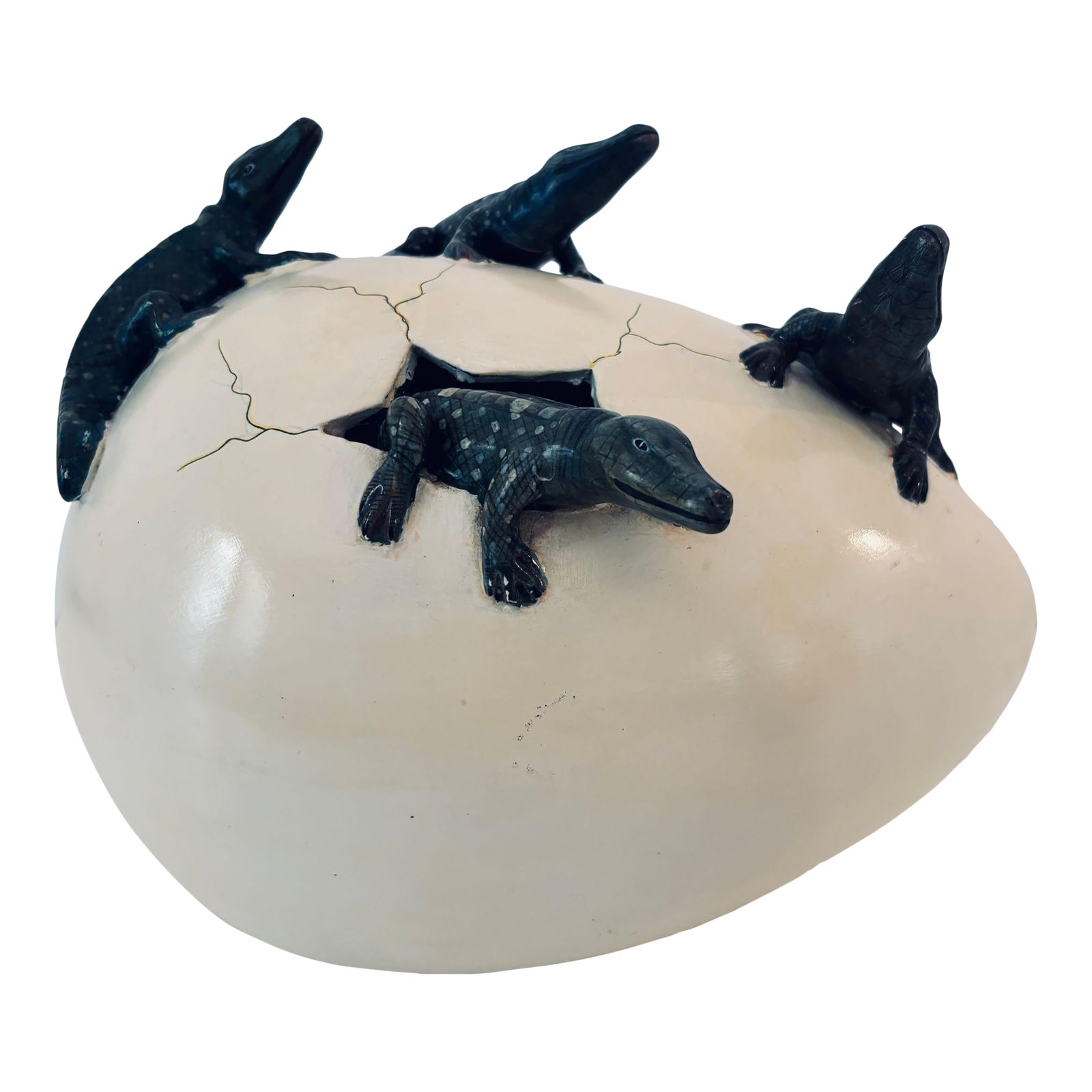 Vintage Mexican Ceramic Sculpture of Hatching Alligators Signed by ...