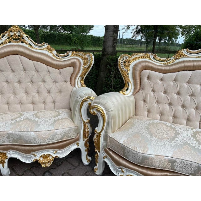 Late 20th Century Italian Baroque/Rococo Sofa Set in Lacquer Beech and ...