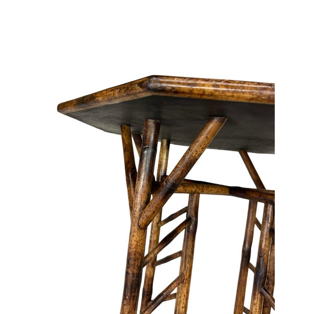 Mid 20th Century Scorched Bamboo Octagonal Side Table With Hand Painted ...