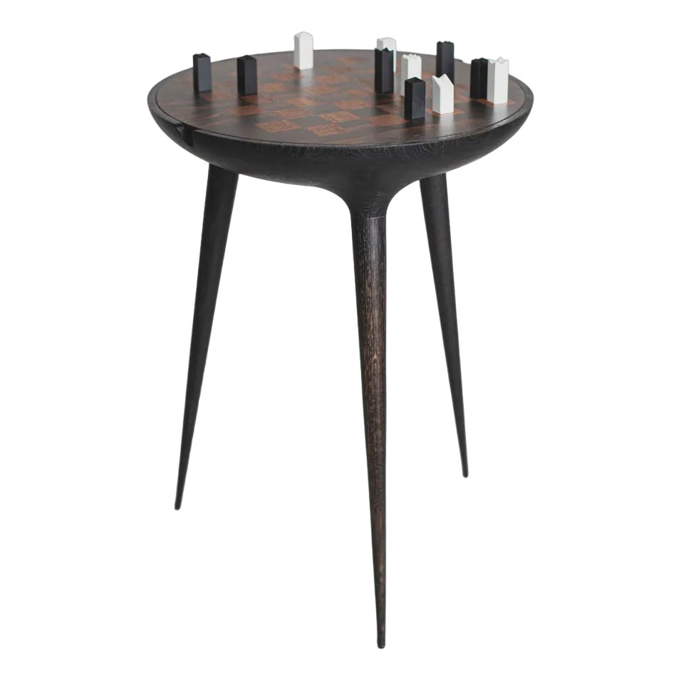 21st Century Trojan Chess Table & Set in Black | Chairish