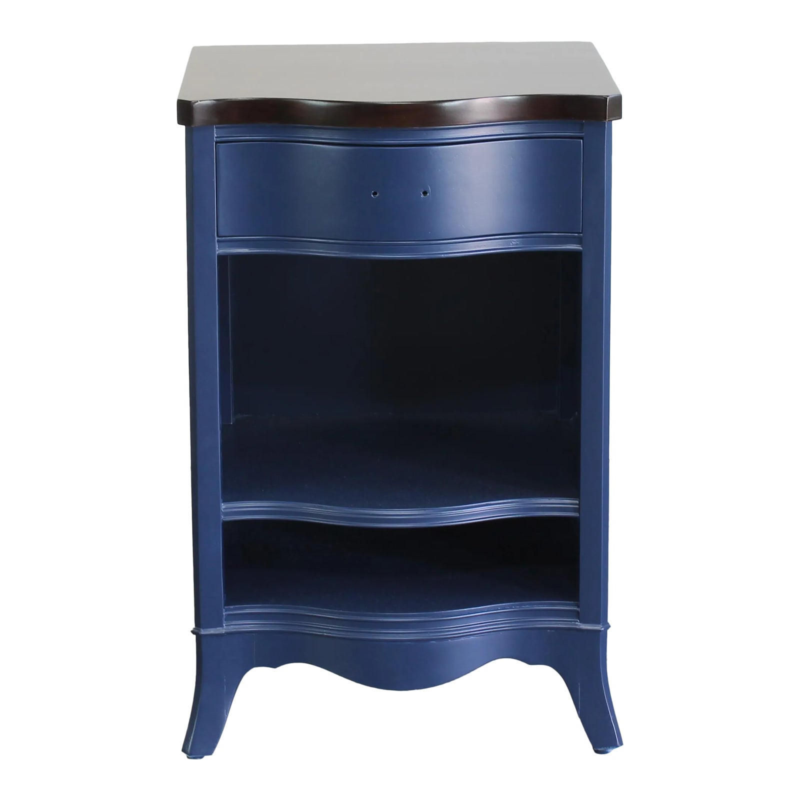 Mid Century Blue Nightstand With Walnut Top | Chairish