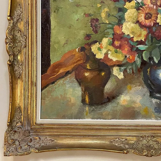 Antique Framed Still Life Signed Oil Painting on Canvas | Chairish