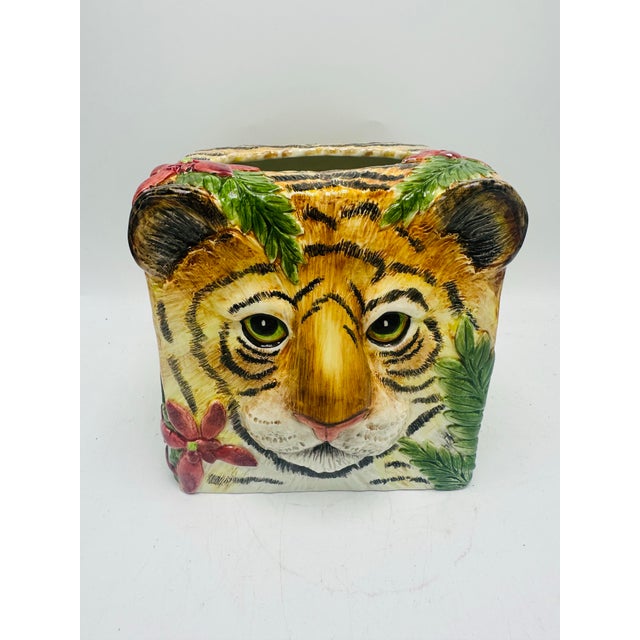 Vintage Fitz and Floyd Tiger Tissue Box Cover | Chairish