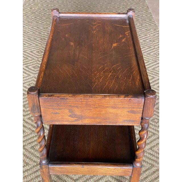 Antique English Tea Trolley Drinks Cart Oak Barley Twist | Chairish