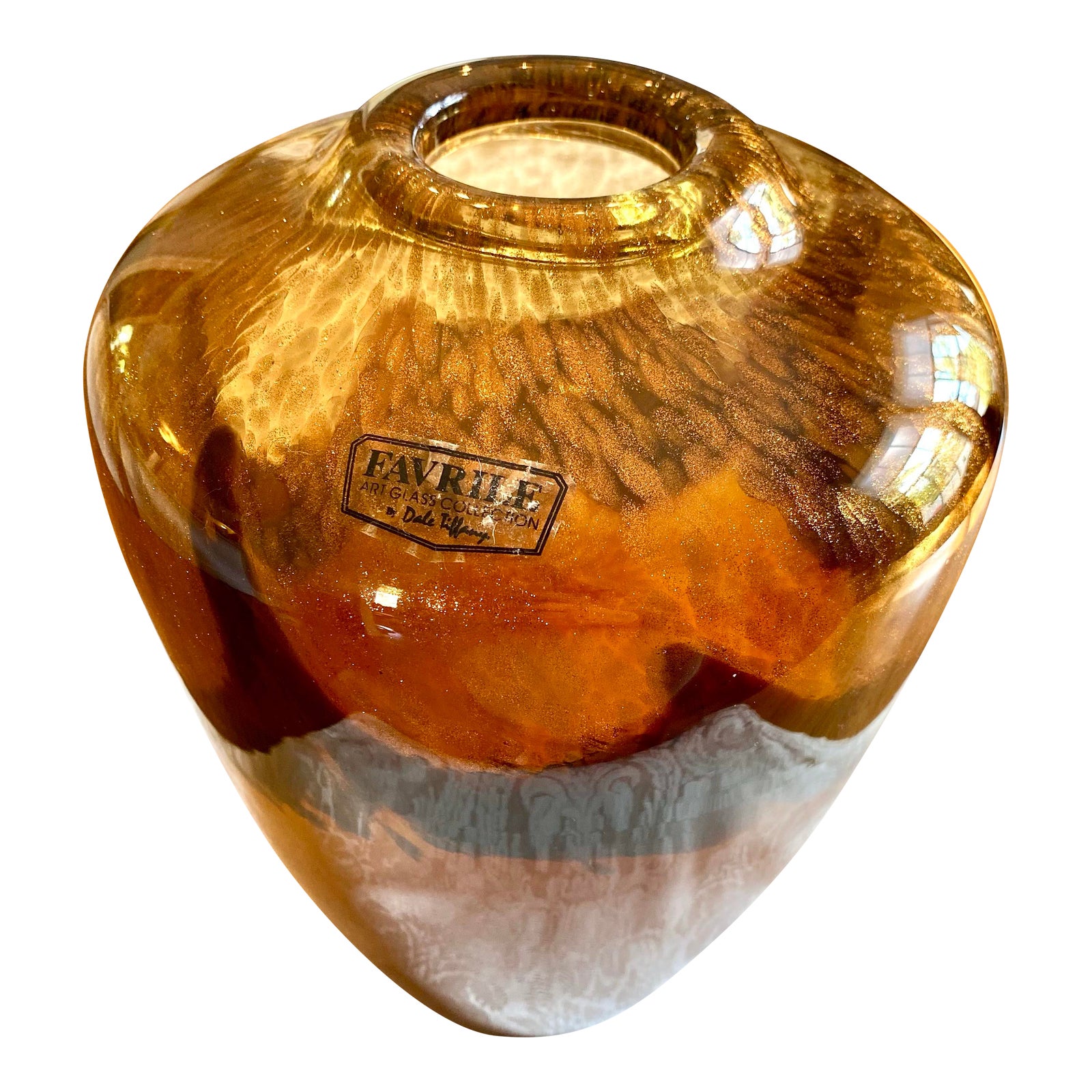 Vintage Dale Tiffany Favrile Iridescent Art Glass Vase | Chairish
