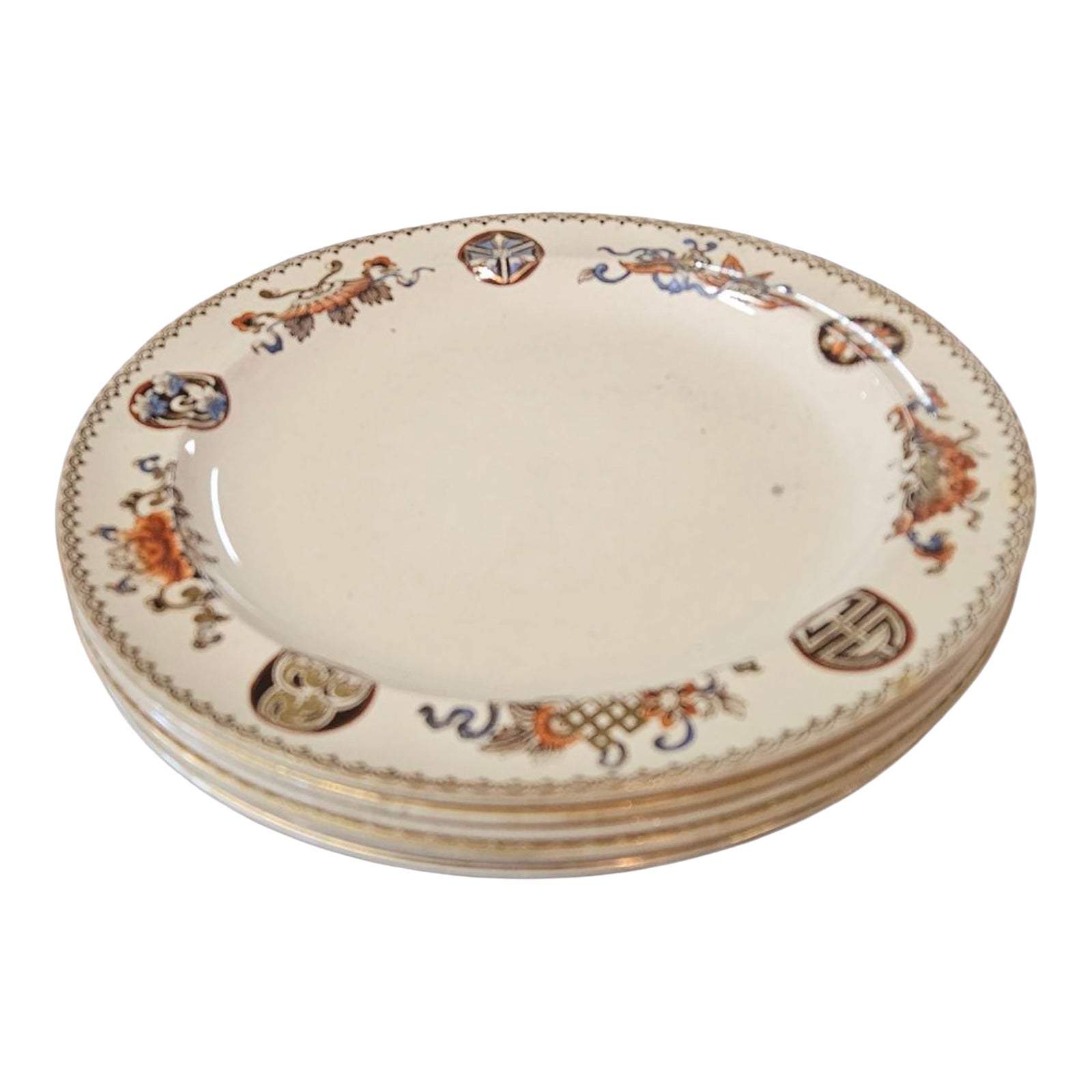 Antique Wedgwood Chinoiserie Transferware Plates- Set of 6 | Chairish