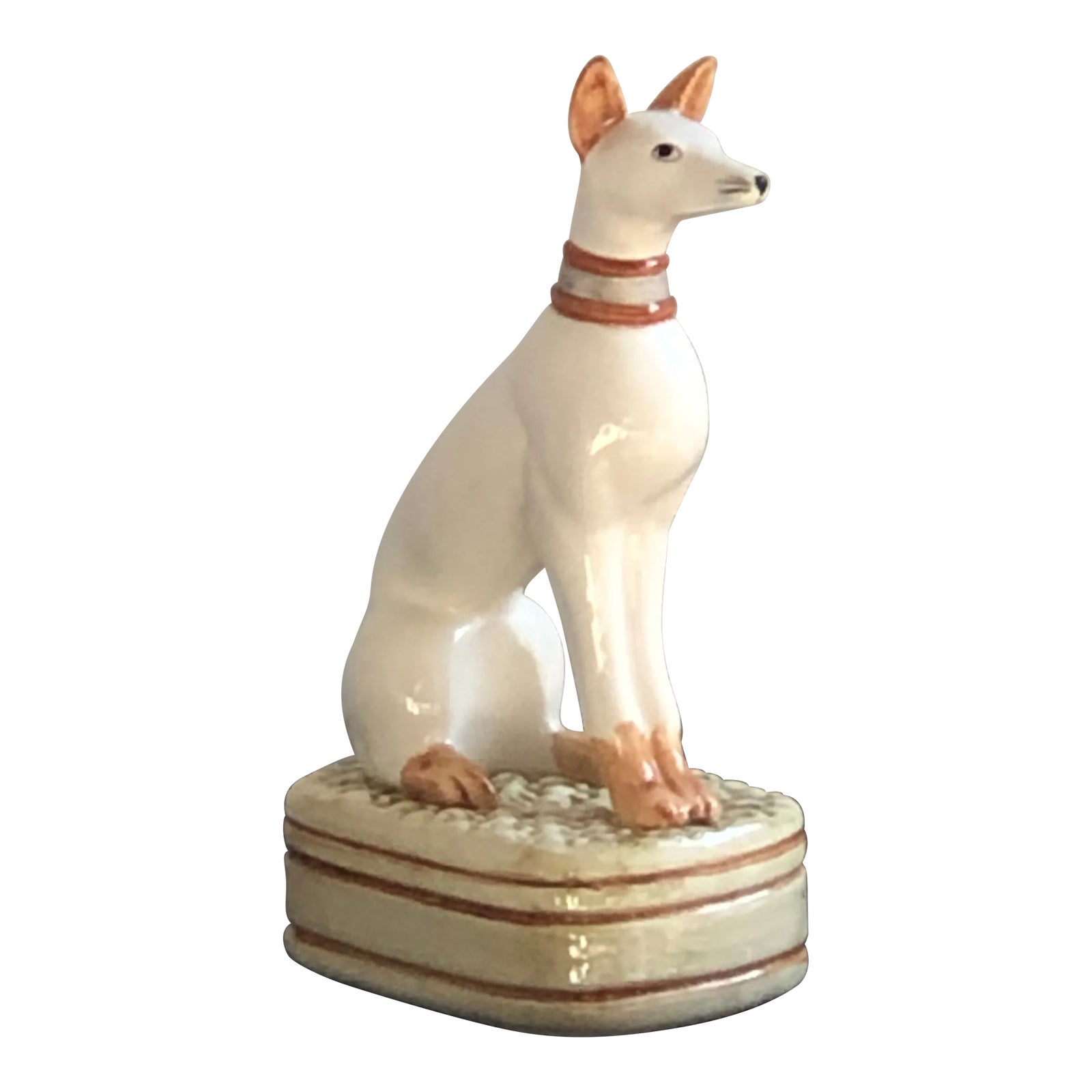 Vintage Staffordshire-Style Porcelain Whippet | Chairish