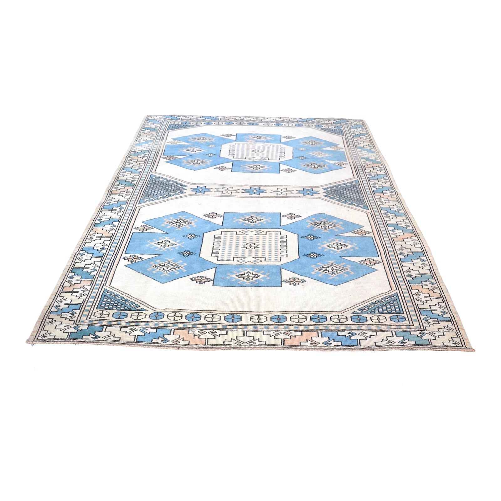 1960s Vintage Turkish Light Blue Rug | Chairish