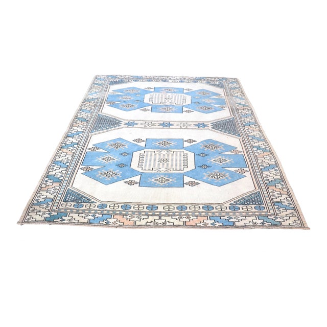 1960s Vintage Turkish Light Blue Rug | Chairish