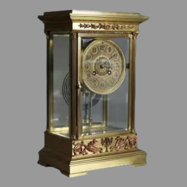 Antique French Empire Lowe & Sons Paris Bronze Crystal Regulator Clock ...
