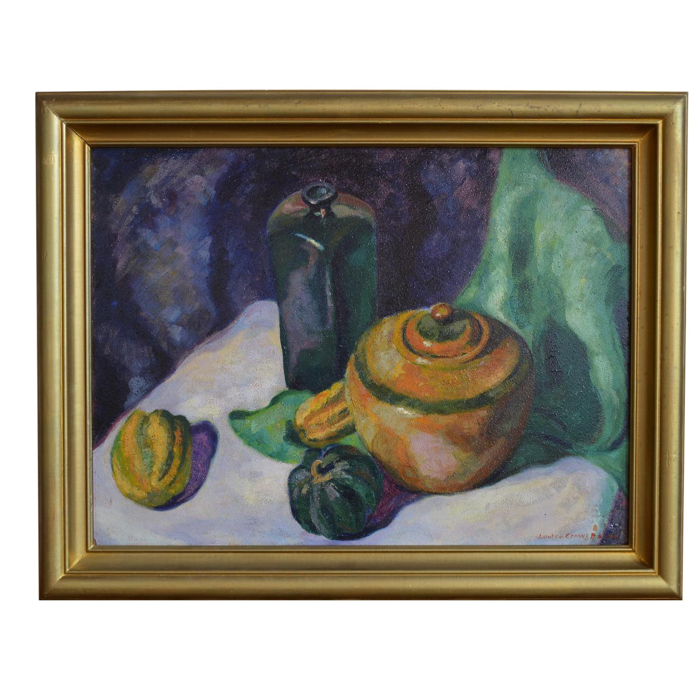 20th Century"Still Life With Squash" Painting by Louise Crow | Chairish