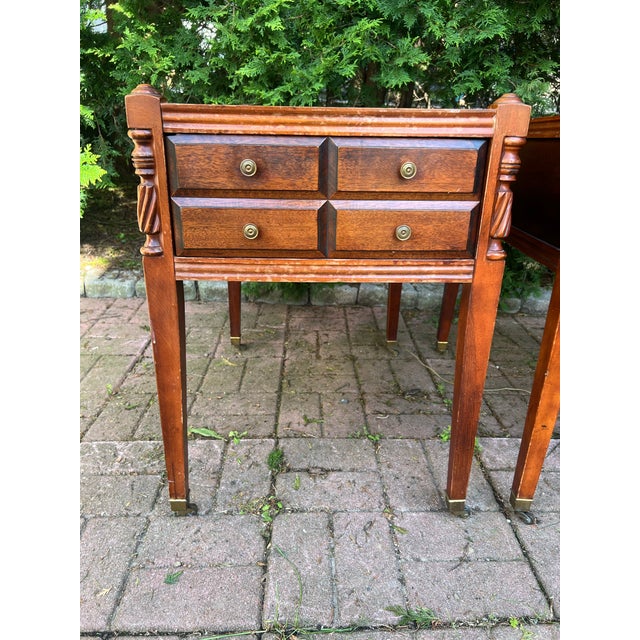 1950s Vintage Leather Top Side Tables - Set of 2 | Chairish