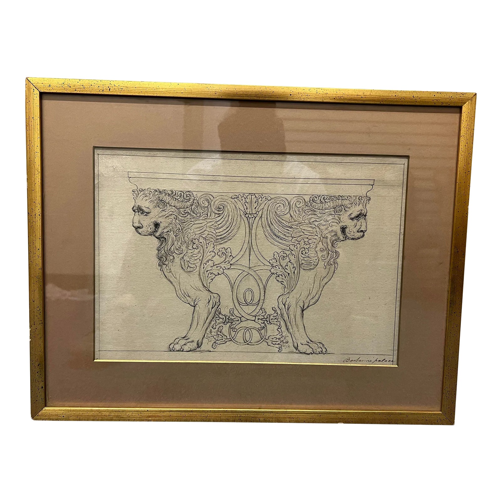 19th Century Italian Architectural Drawing on Paper, Framed | Chairish