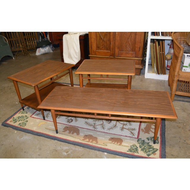 1960s Mid Century Modern Lane Teak Rectangle Coffee Table & 2 End ...