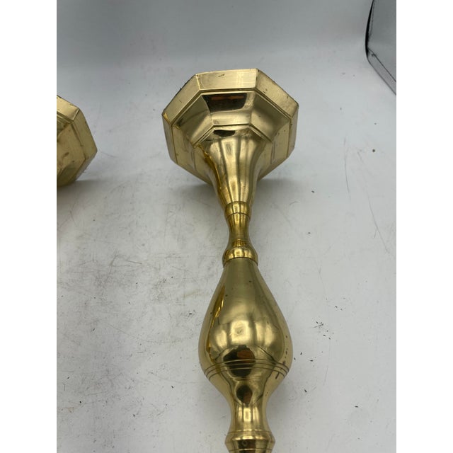 Pair of 12 Inch Tall Brass Candlesticks | Chairish