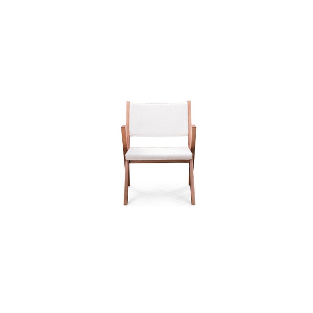 Vesta Clement White Linen Dining Chair | Chairish