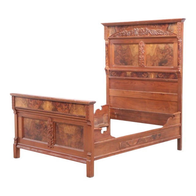 Victorian Walnut and Burl Walnut Full Size Bed Frame, Late 19th Century ...