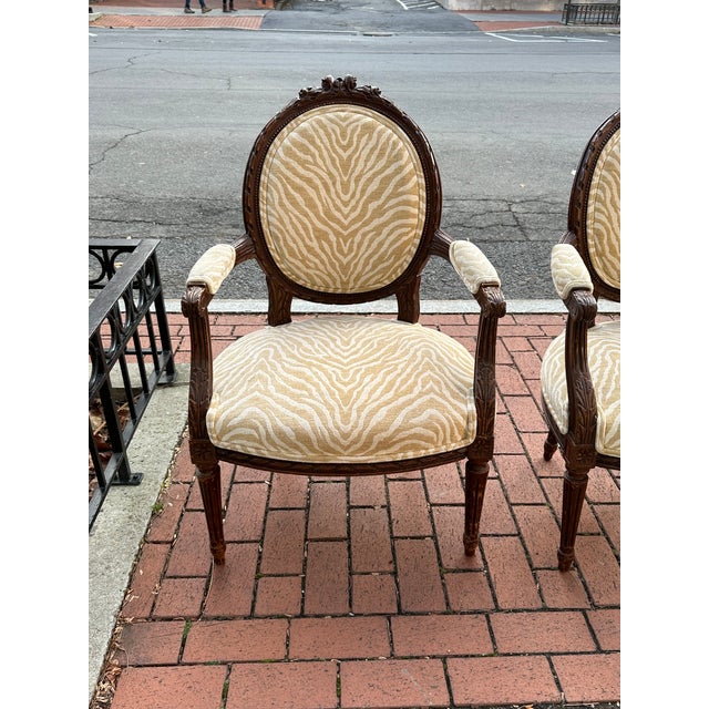 Pair of French Louis XV Style 1890s Zebra Velvet Arm Chairs | Chairish