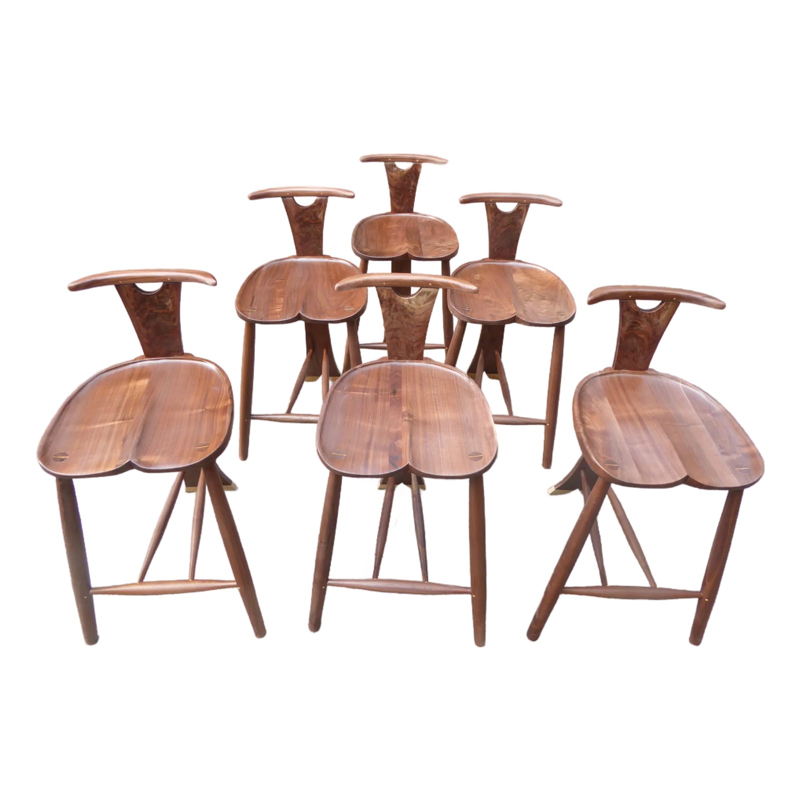 Organic Walnut Counter Stools. Man Cave Boasts. Set of 6 | Chairish