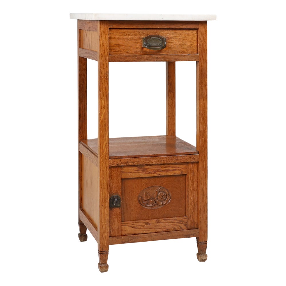 Art Deco French Night Stand with Carrara Marble Top, 1920s | Chairish