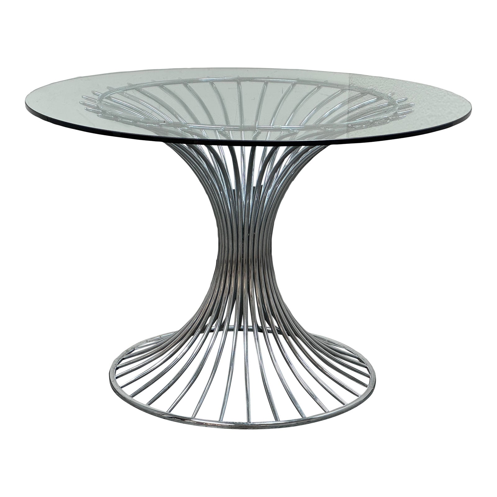 Rima Gastone Rinaldi Chromed Metal + Glass Dining Room Table | Chairish
