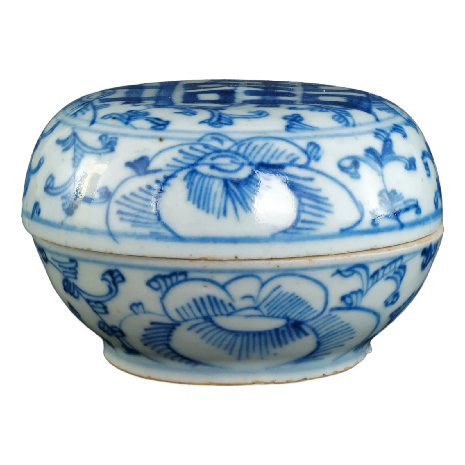 Antique Chinese Qing Double Happiness Porcelain Paste Box 19th Century ...