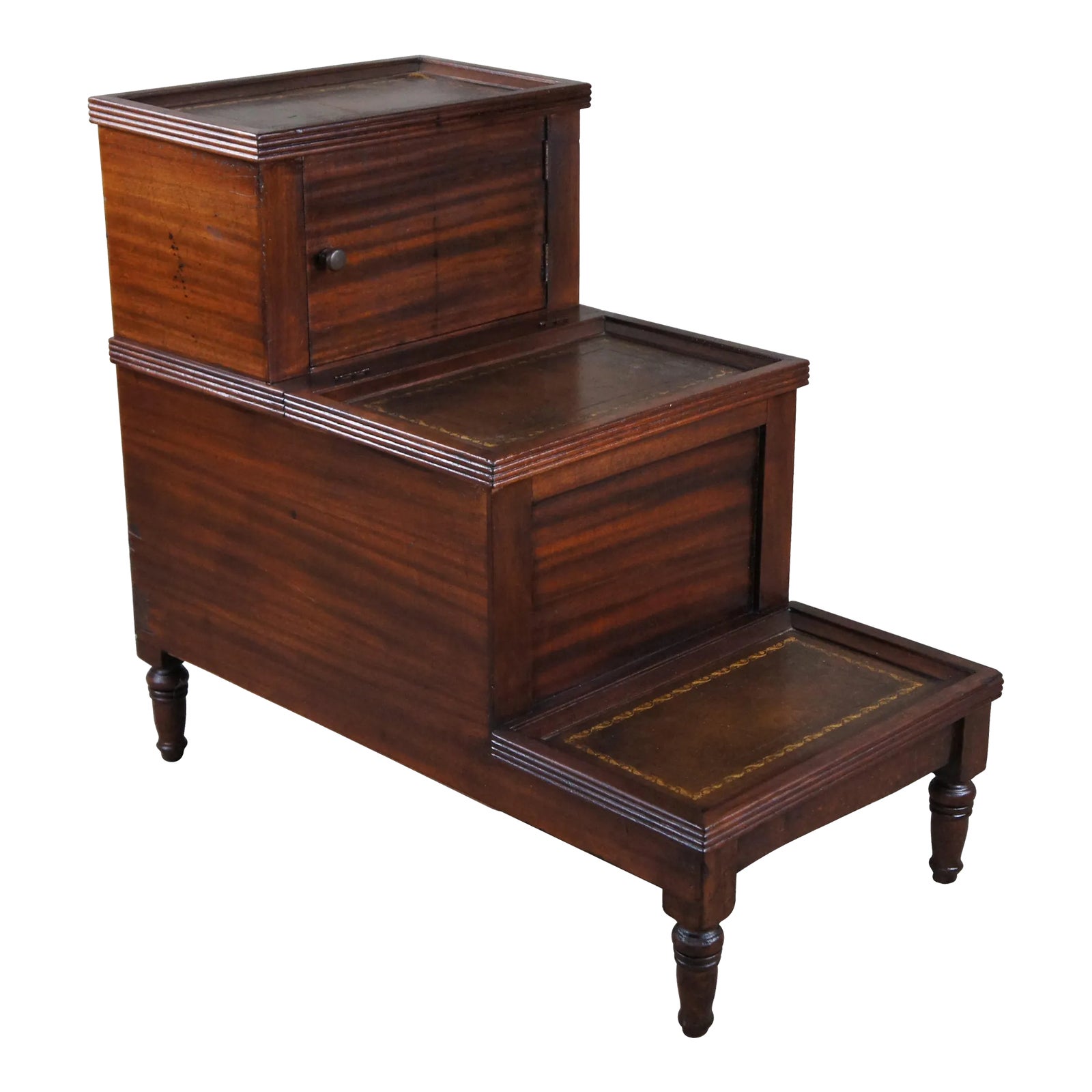 Antique English Regency Mahogany Bedside Stair Step Commode | Chairish