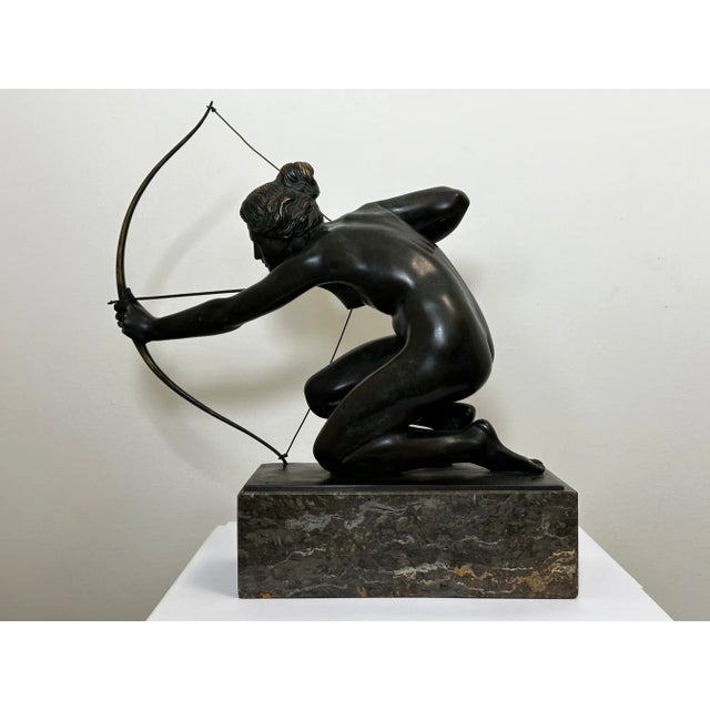 Art Deco Bronze Diana Mythology Goddess Holding Bow & Arrow Signed R ...