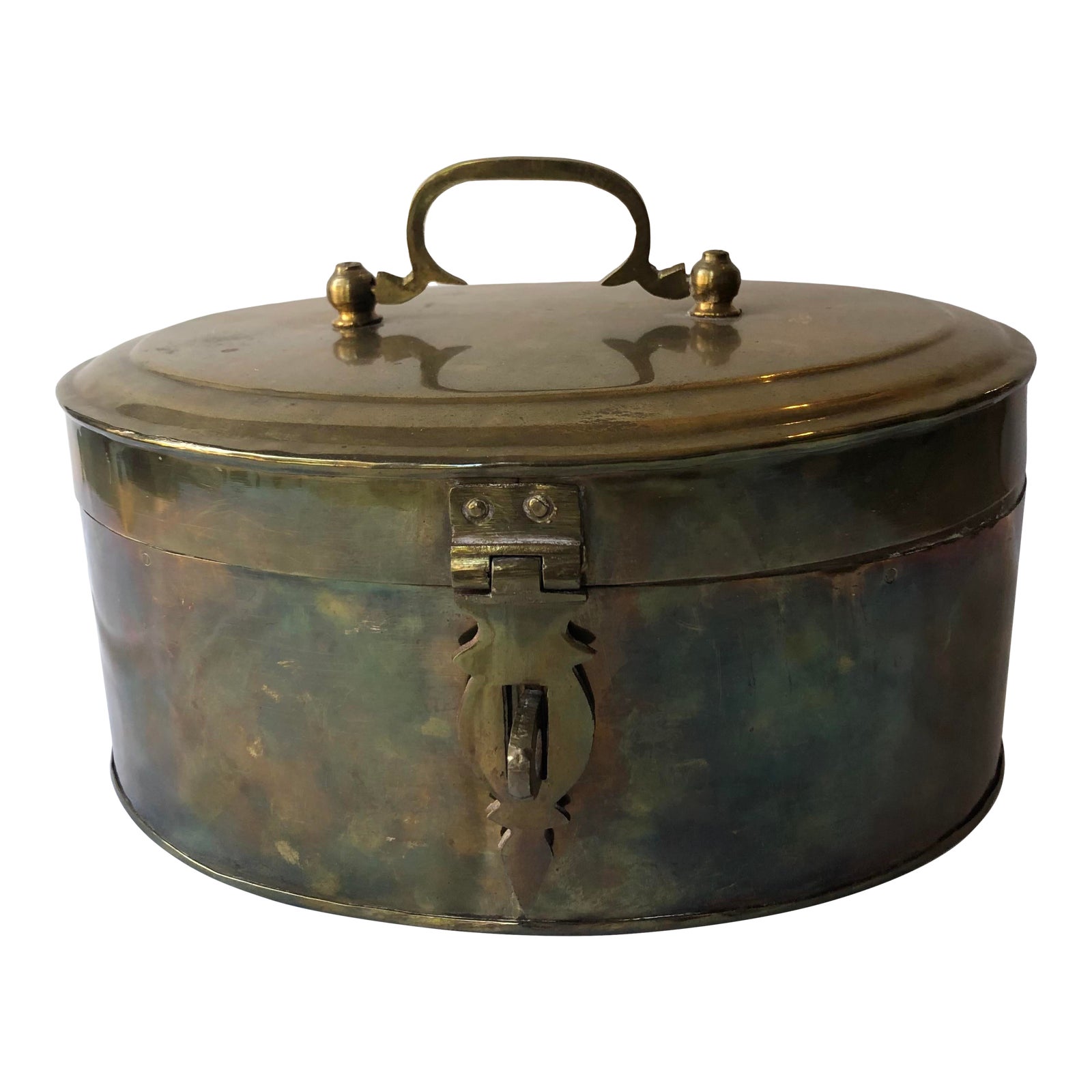 Vintage Large Oval Brass Box | Chairish