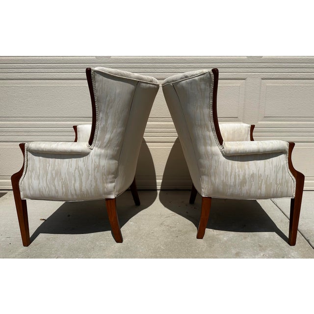 1950s Pair of Hollywood Regency Wingback Chairs, Vintage Upholstered ...