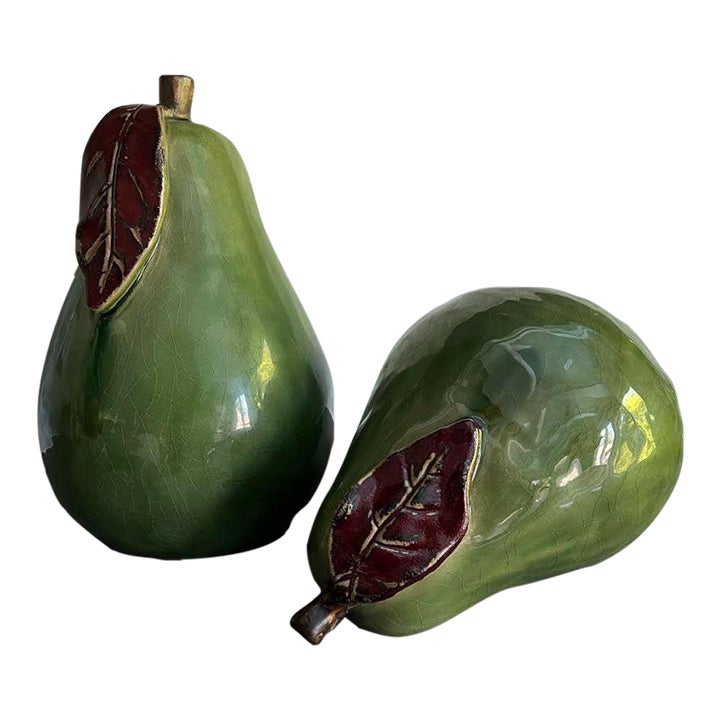 Citrus Pear Decorative Pottery - Set of 2 | Chairish