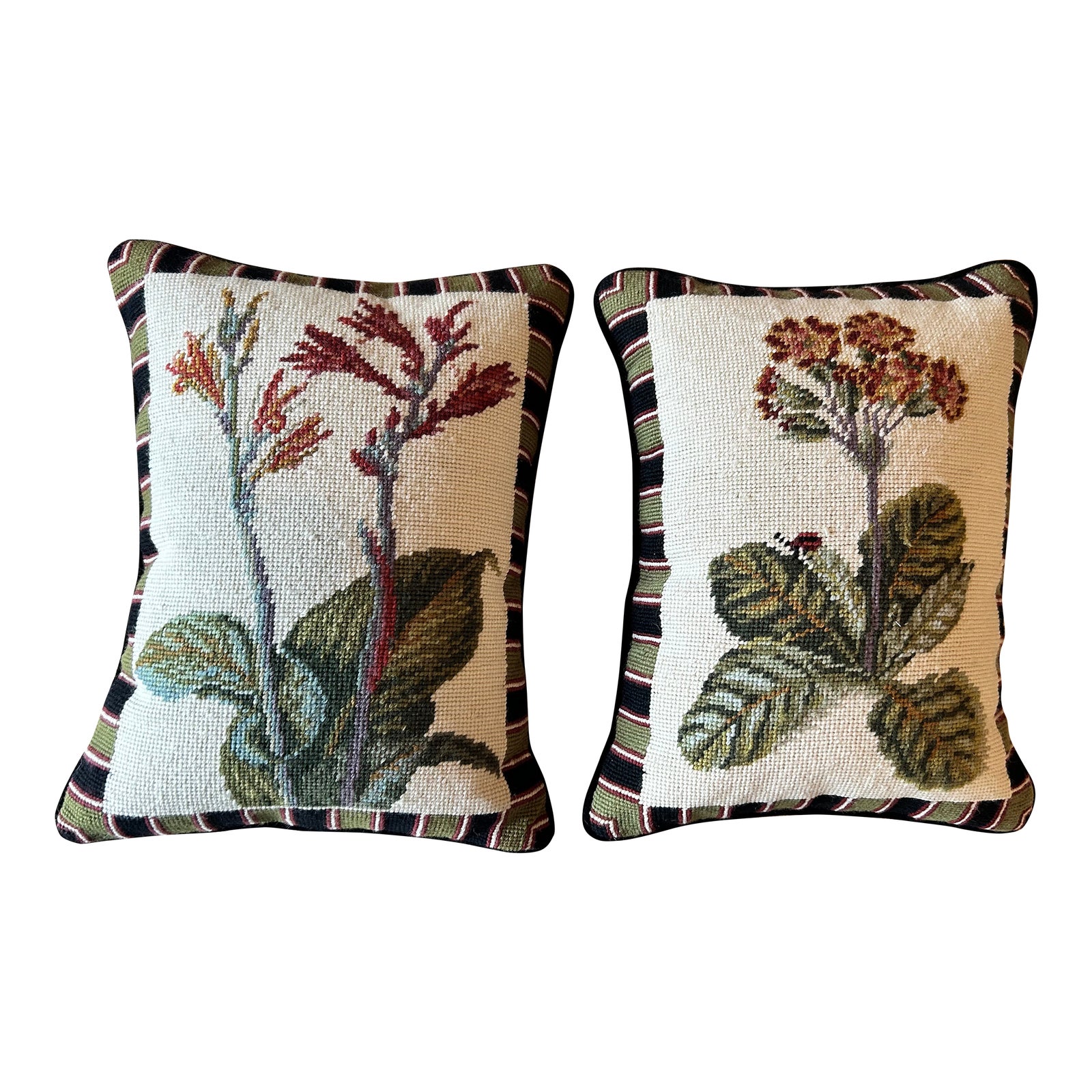 1980s Williamsburg Needlepoint Pillows- a Pair | Chairish
