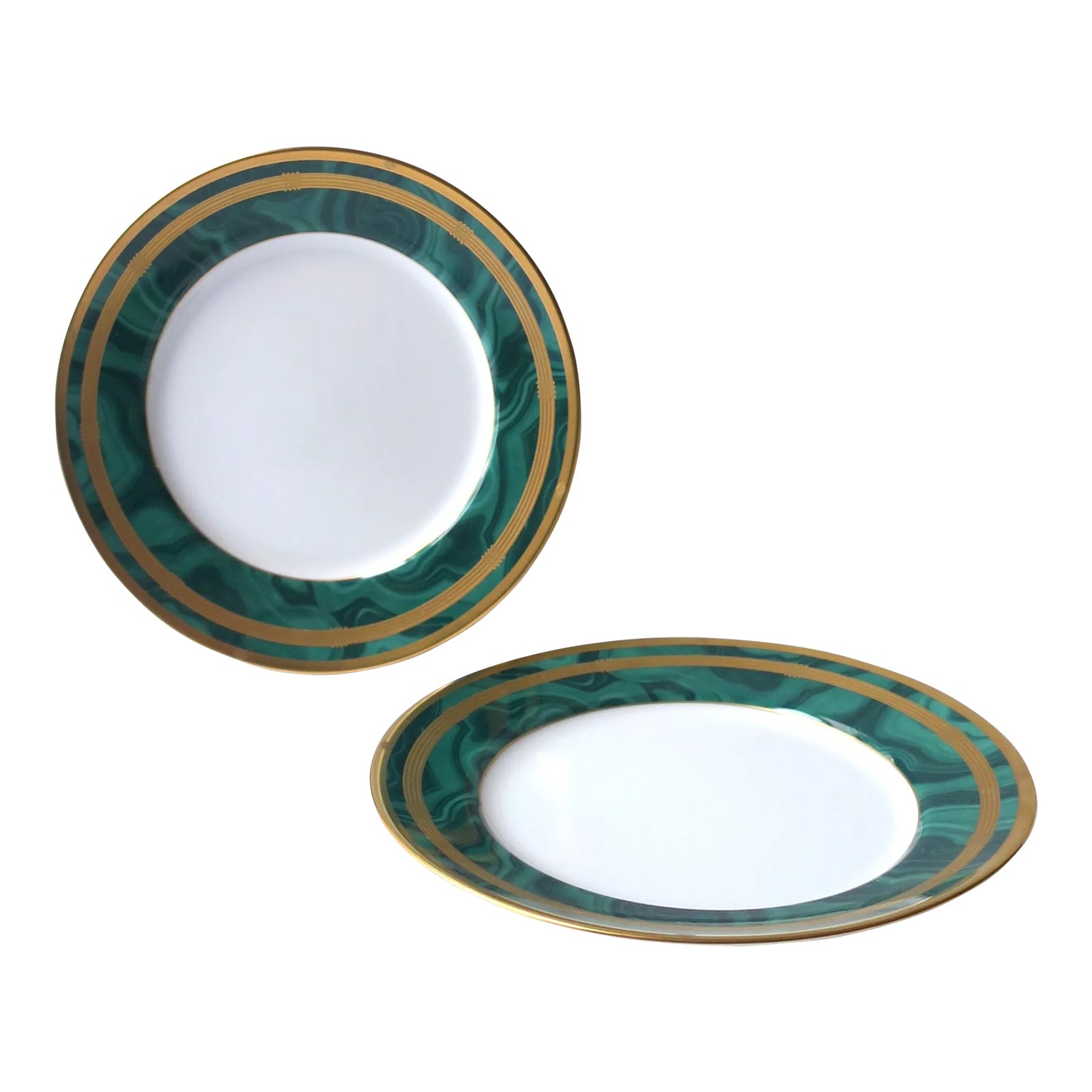 Christian Dior Malachite Porcelain Plates, Pair | Chairish