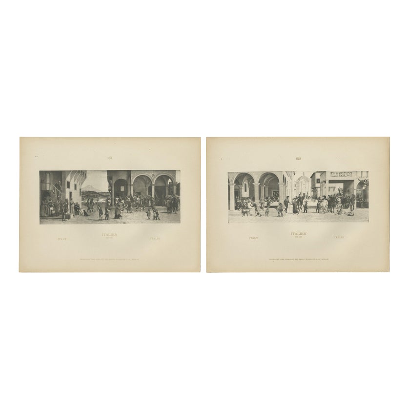 After Max Tilke, Italian Renaissance Street Scenes, Engravings, 1880s ...