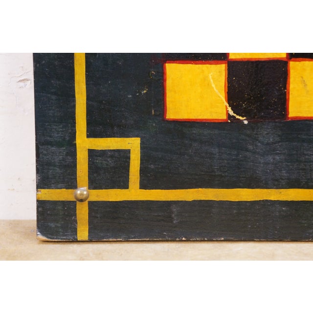 Antique Folk Art Double Sided Folding Parcheesi Chess Checkers Game ...