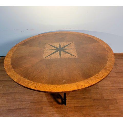Vintage Baker Furniture Co. Round Dining Room Table on Four Leg Wrought ...