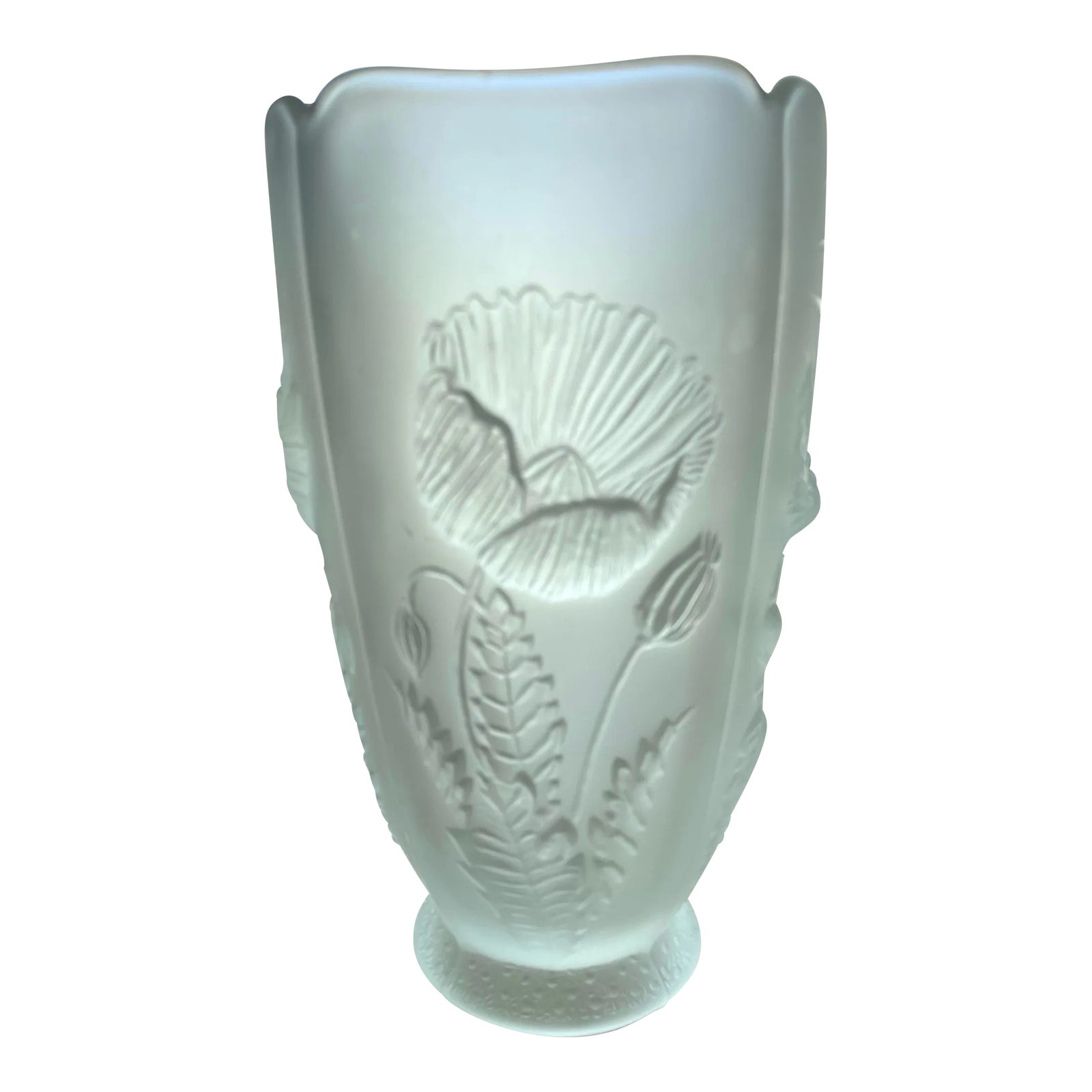 Vintage Czech Barolac Josef Inwald Poppy Opaque Satin Molded Glass Vase ...