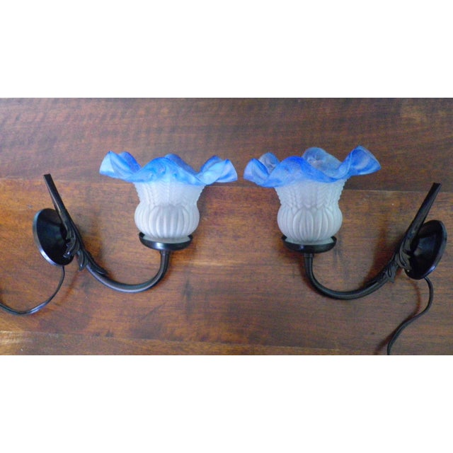 Vintage Wall Lights with Opaline Glass, 1970s, Set of 2 | Chairish