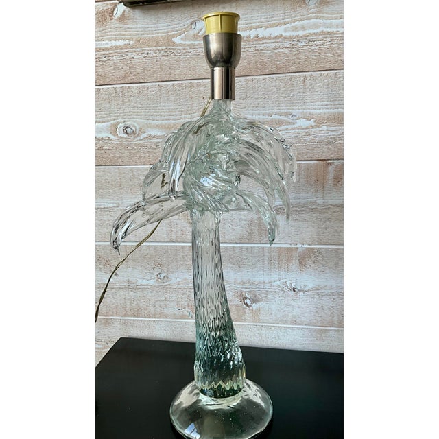 Monumental Italian Sculptural Palm Tree Glass Table Lamps, 1970s, Set ...