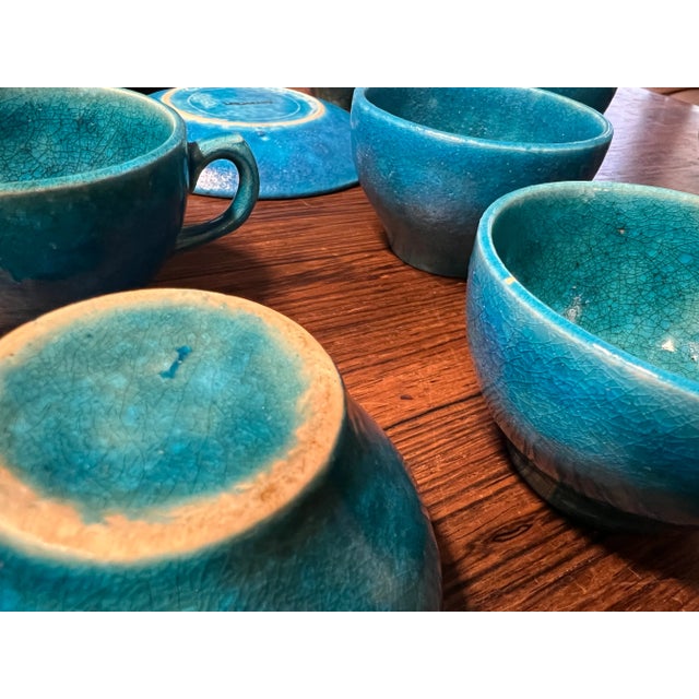 1910s Edmond Lachenal Turquoise Dinnerware Set- 32 Pieces | Chairish